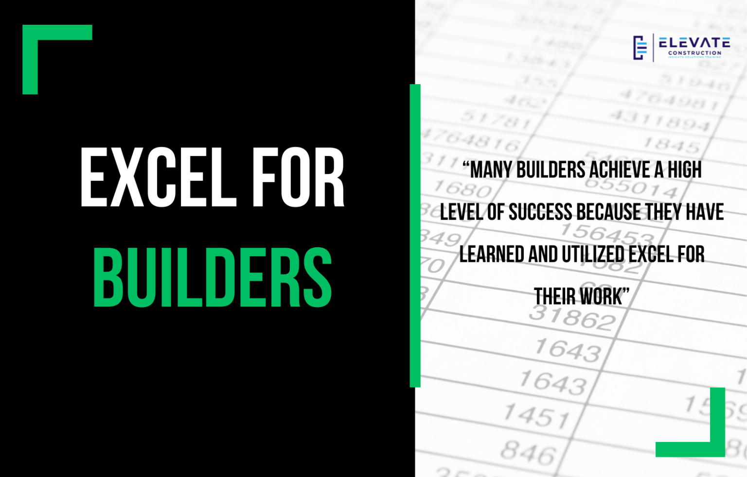 Excel for Builders - Elevate Constructionist