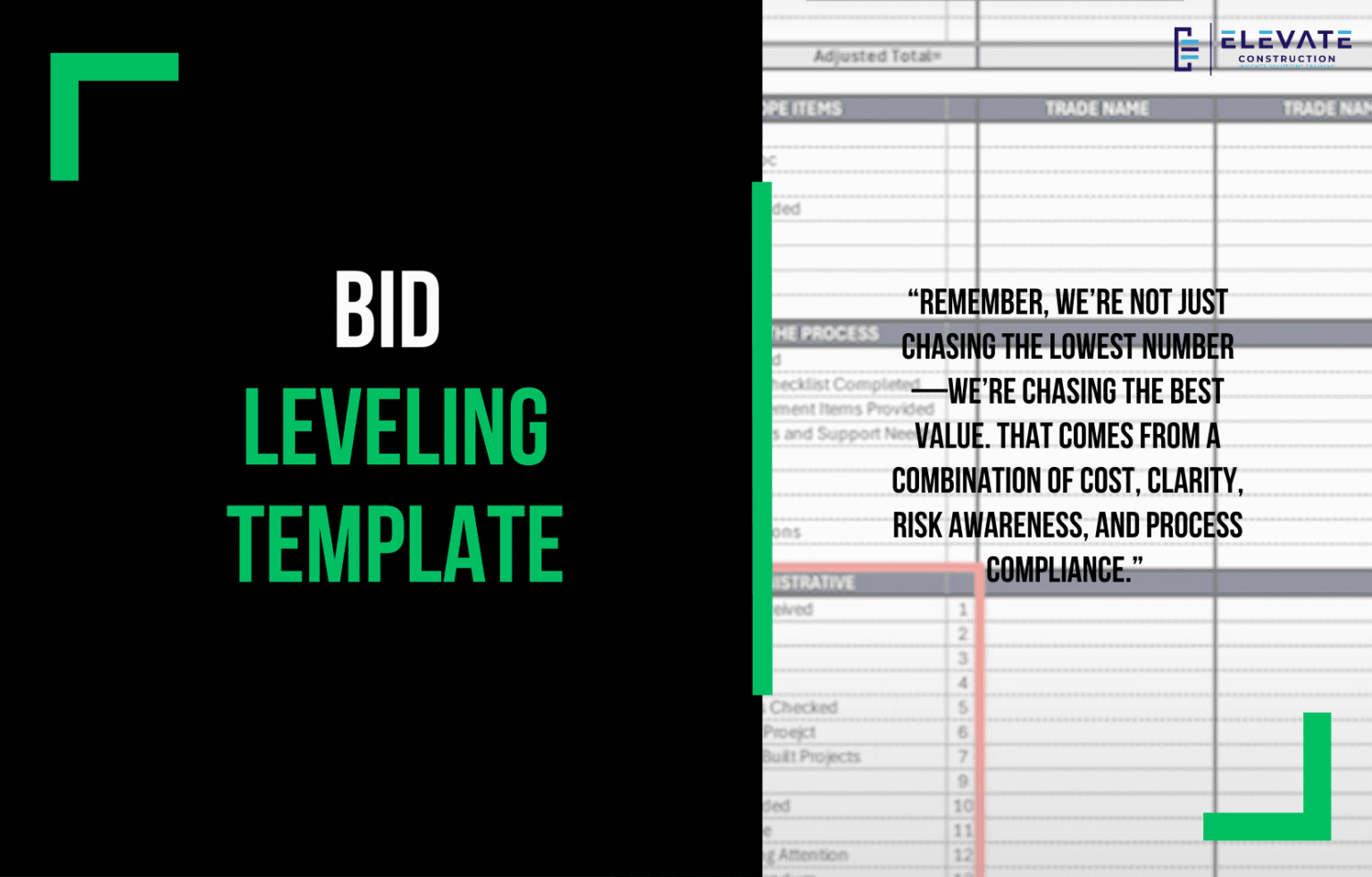 Bid Leveling Template - Elevate Constructionist