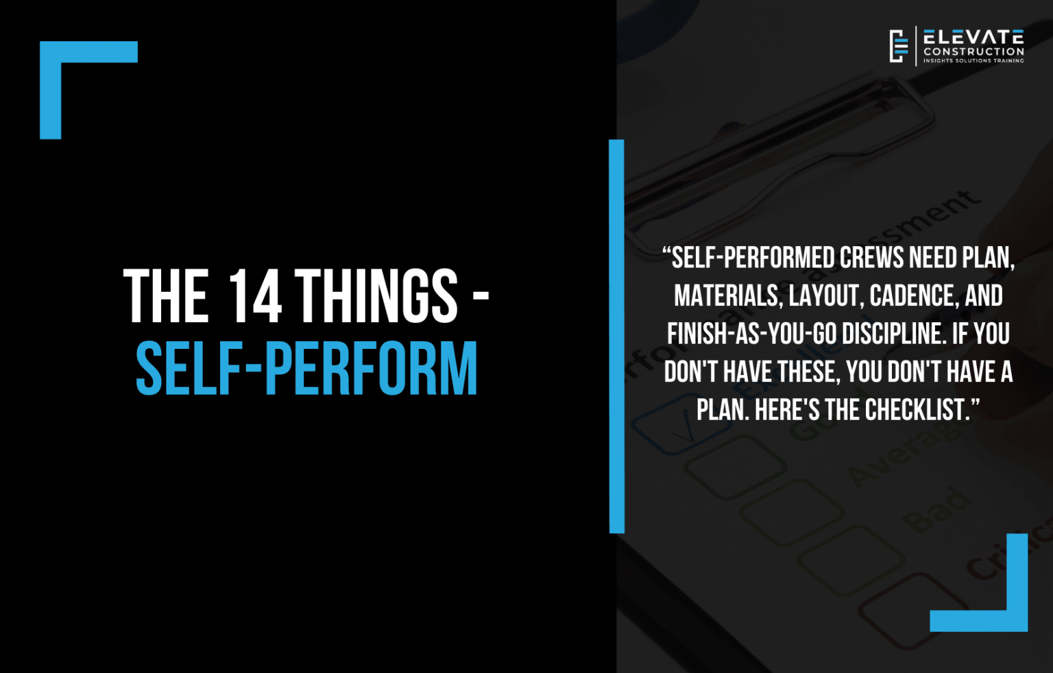 The 14 Things - Self-perform - Elevate Constructionist